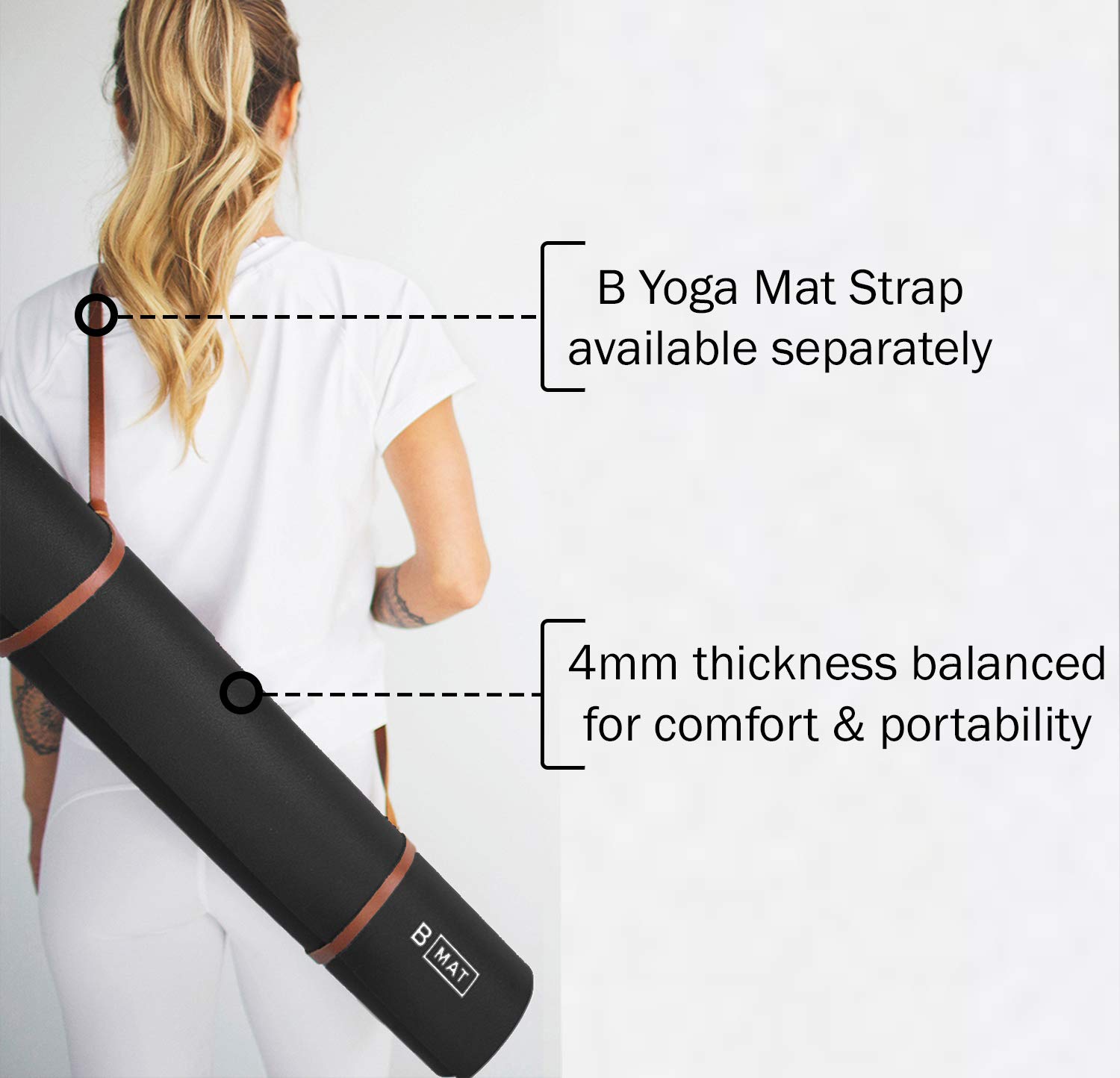 B YOGA Everyday Mat for Men & Women | Extra Thick 4mm (1/8-inch) Non-slip Workout Mat | Eco-friendly Exercise Mat | Perfect for Pilates, Yoga & Floor Exercises | 85" Long, Deep Blue