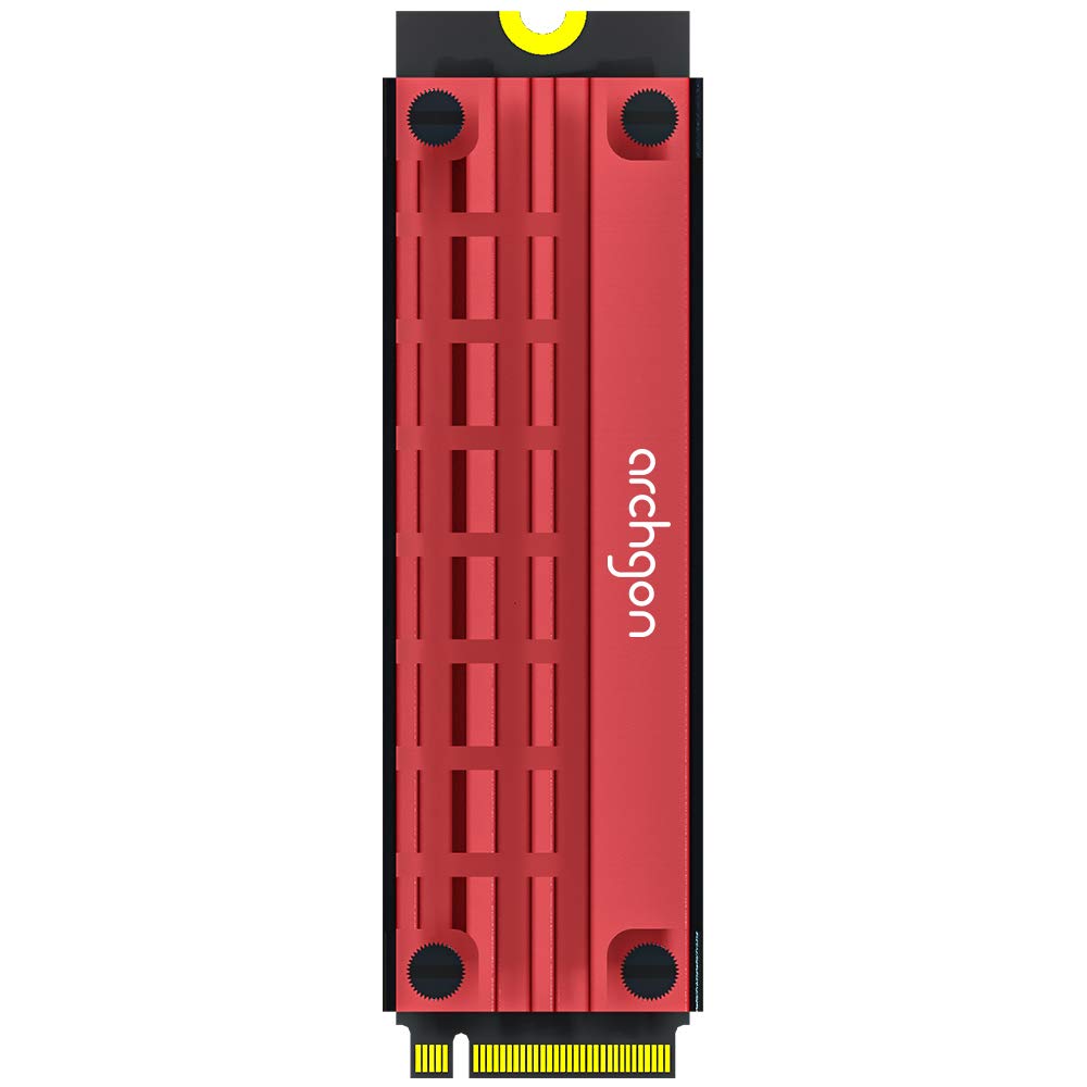 archgon 1920GB M.2 NVMe PCIe Gen3x4 3D NAND Internal SSD with Aluminum Heatsink Up to 3400MB/s Read Speed Model HS-1110 (1920GB, Red-Gen3x4)