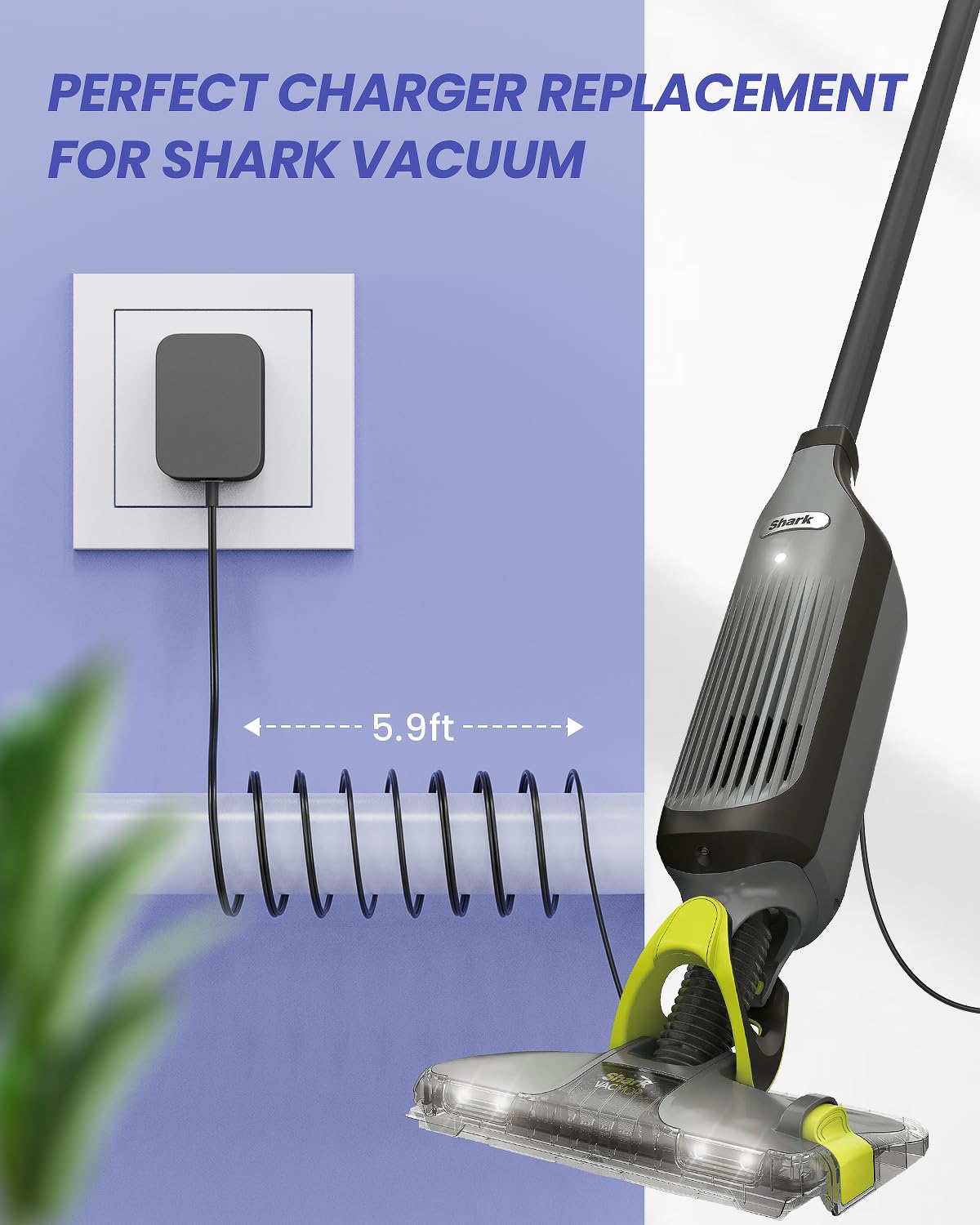 Replacement for Shark Vacmop Charger, Cordless Hard Floor Vacuum Mop Shark VM252 VM252C VM251 QM250 VM250 Magnetic Power Cord Charger