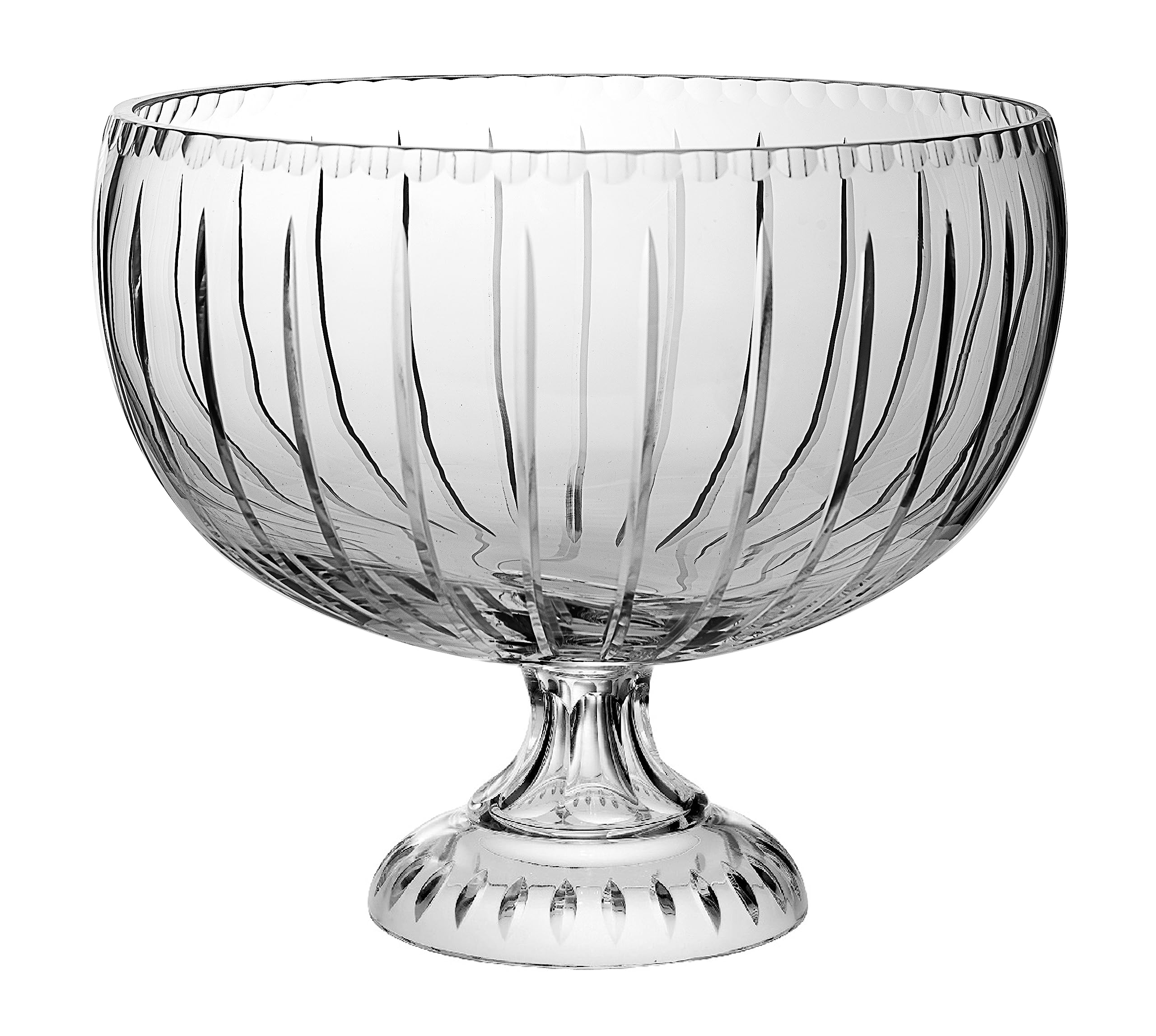 Barski - European Crystal - Handmade - Large Centerpiece Footed Bowl -Punch Bowl - 12" D - (12" Diameter) - 270 oz - 8.5 quarts - Made in Europe