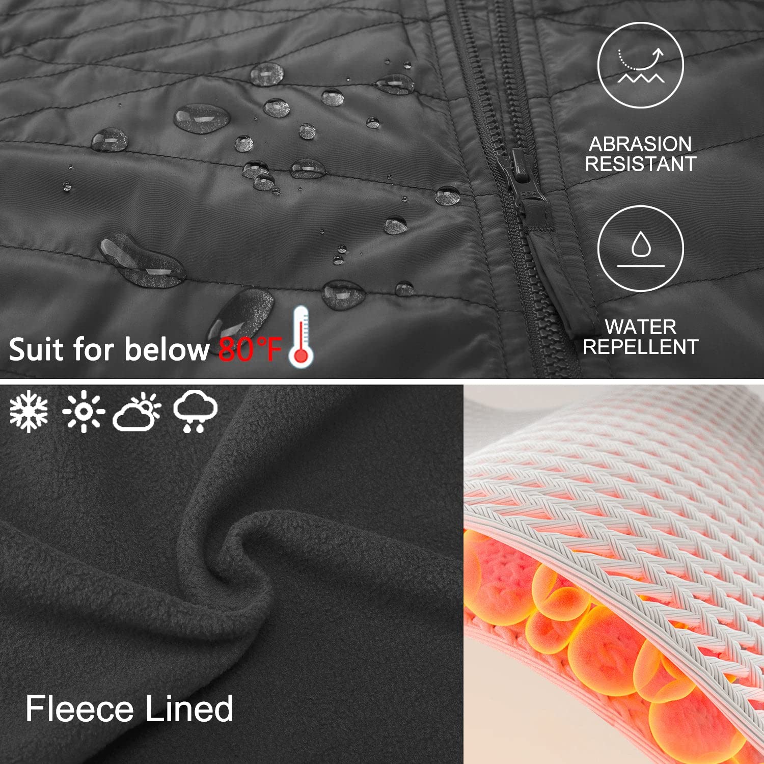 BALEAF Women's Insulated Running Puffer Jackets Hybrid Down Jacket Hiking Stretch Zip Pockets Fleece with Hoodie Cold Weather Black M