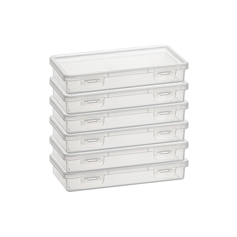 Vidifor Plastic Storage Containers with Latching Lid for Office Supplies, Pencil Box, Art Supplies, Crayon, Crafts (6, XS)
