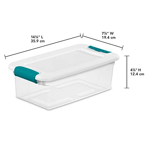 Sterilite 6-Quart Clear and Blue Stackable Latching Storage Box Container (12-Pack)