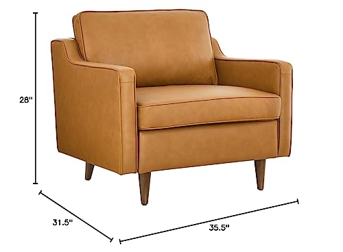 Modway Impart Upholstered Genuine Leather Armchair in Tan
