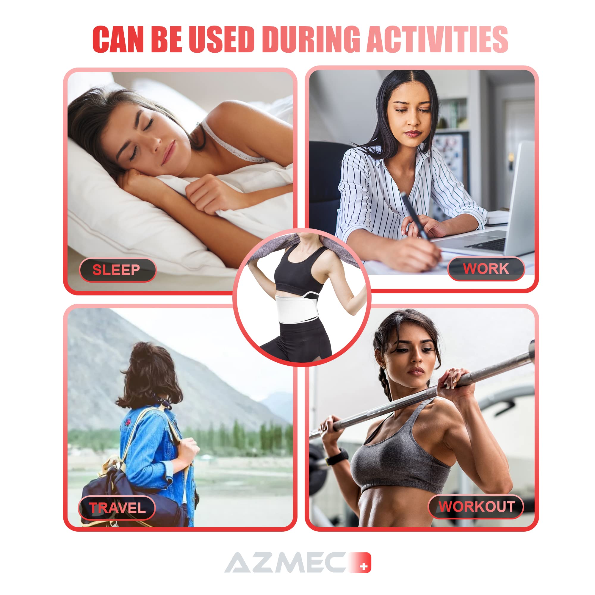Azmec Rib Belt, 6" Elastic/Foam Chest Panel Universally Adjustable for Women, Rib Cage Protector, Wrap for Sore or Bruised Ribs, Support Sternum Injuries, Muscle Pain and Strain (Fits 26β- 40β Chest)