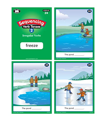 Super Duper Publications | Sequencing Regular and Irregular Verb Tenses Set 2 Fun Deck | Communication and Early Reader Skills Flash Cards | Educational Learning Materials for Children