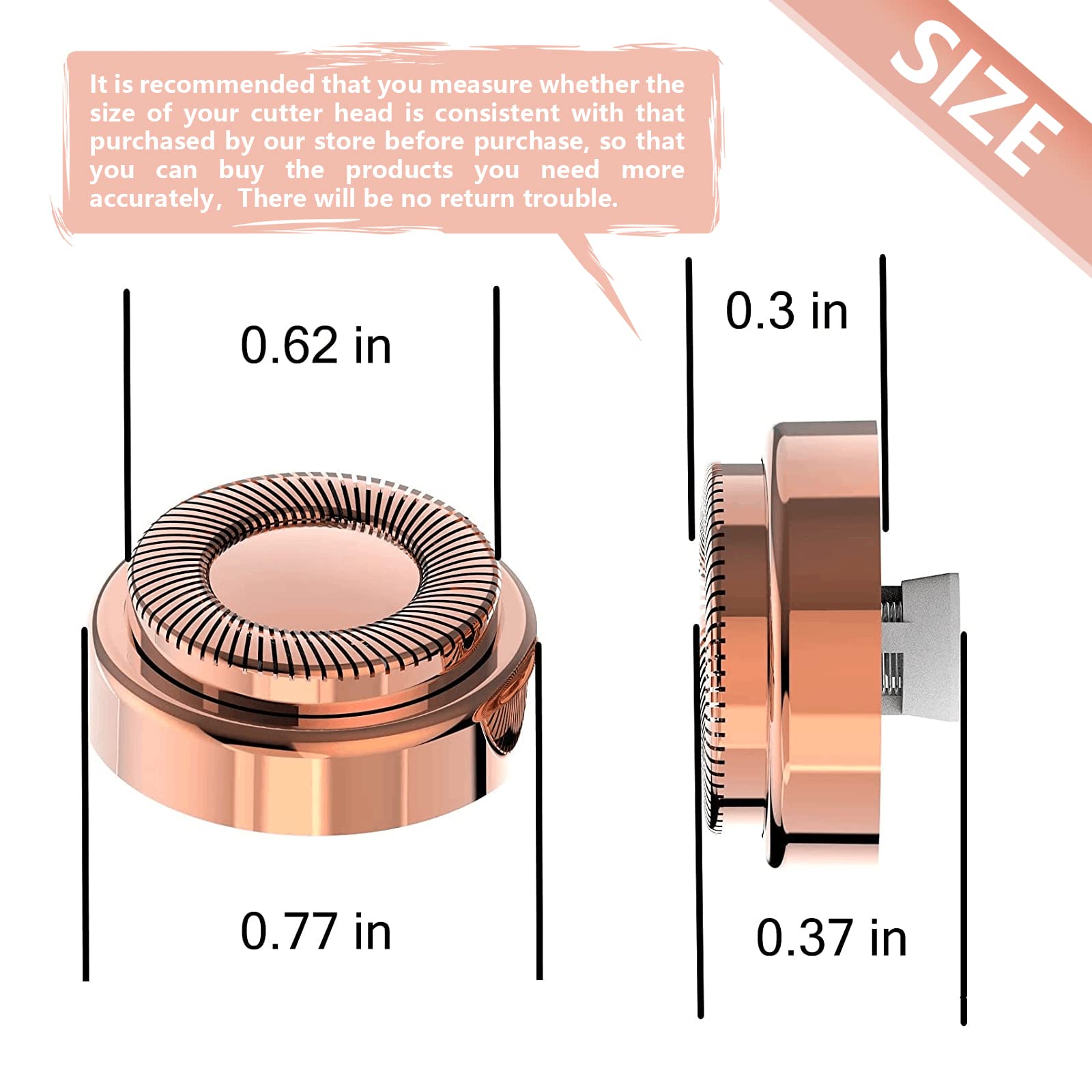 Flawless Replacement Heads Compatible with Finishing Touch Flawless Facial Hair Removal Gen 1 Rose Gold(6PCS)With Cleaning Brush and Storage box