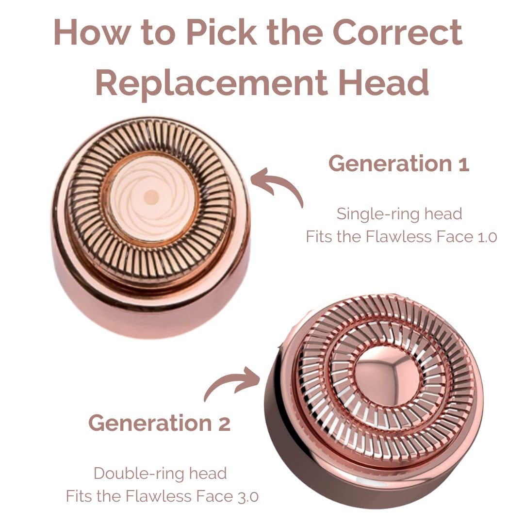 Finishing Touch Flawless Face Replacement Heads Generation 1, 2 x 18 Karat Gold-Plated Hypoallergenic, Single-Ring Heads for Flawless Face 1.0, Set of 2
