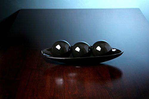 Hosley Decorative Bowl and Orb Set. Ideal Gift for Weddings Special Occasions and for Decorative Centerpiece in Your Living Dining Room (Black)