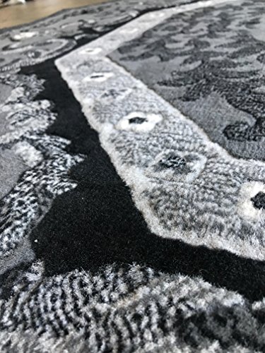 Carpet King Traditional Oriental Octagon Area Rug Grey Black Silver Gray Design 101 (5 Feet 3 Inch X 5 Feet 3 Inch)
