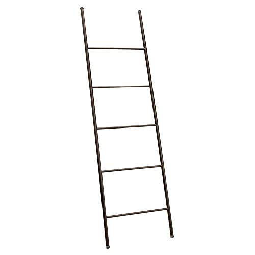 mDesign Metal Leaning Towel Ladder for Bathroom - Decorative, Modern Bath Towel Ladder Rack - Standing Display Holder for Bathroom Towels - Bathroom Wall Ladder Rack - Omni Collection - Bronze