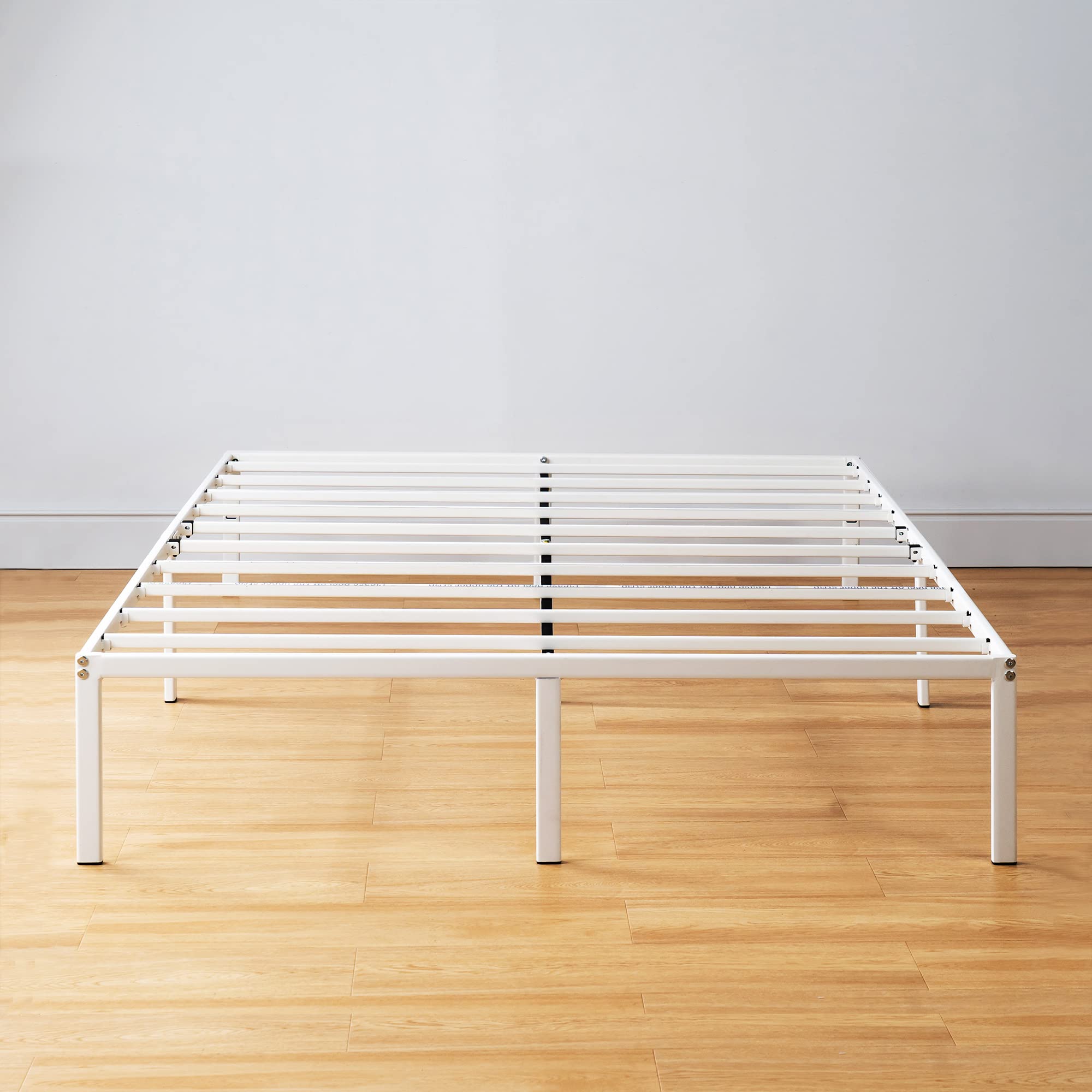 Best Price Mattress 14 Inch Metal Platform Bed Frame, Heavy Duty Steel Slats, White, King (SPSC-14WH-K)