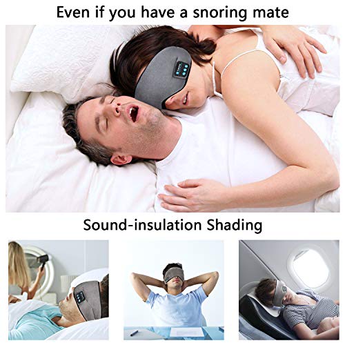 Wireless Sleep Mask,SKEYEOL Sleep Headphones,Adjustable&Washable Music Travel Sleeping Headset with Built-in Speakers Microphone Hands-Free for Air Travel,Siesta and Sleeping