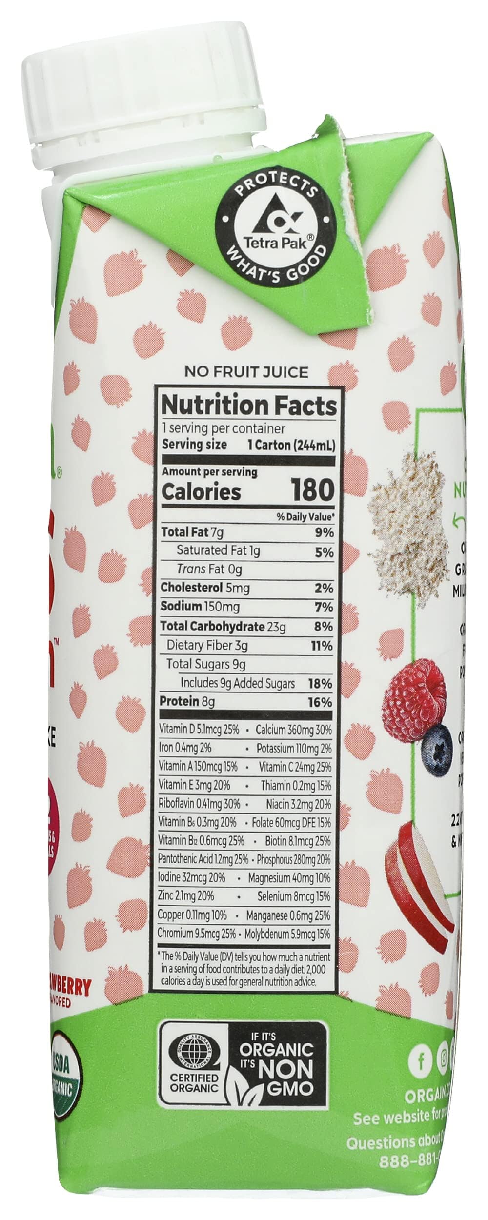 Orgain Organic Healthy Kids Strawberry Nutritional Shake, 8.25 Fluid Ounce - 12 per case.