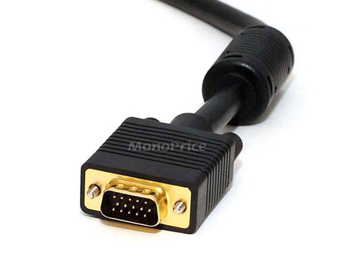 Monoprice 102897 3-Feet Super VGA Male to Female Monitor Cable with Ferrites Black