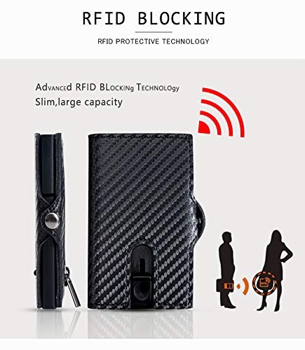 RFID Protection Minimalist Pop-Up Wallet Carbon Fibre Leather