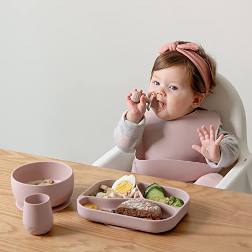 SAMiGO Silicone Baby Cups for 6-12 Months Infants - Tiny Open Cups - Training Cups for Baby Led Weaning - Set of 2 Drinking Cups