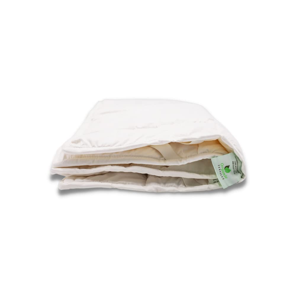 OrganicTextiles Australian Wool Crib Mattress Pad (Cradle Size, 18x36)(Flat),GOTS Certified,Safe Healthy Sleeping Environment,Machine Washable,Soft and Breathable,for Toddler’s,Babies,Boys,Girls