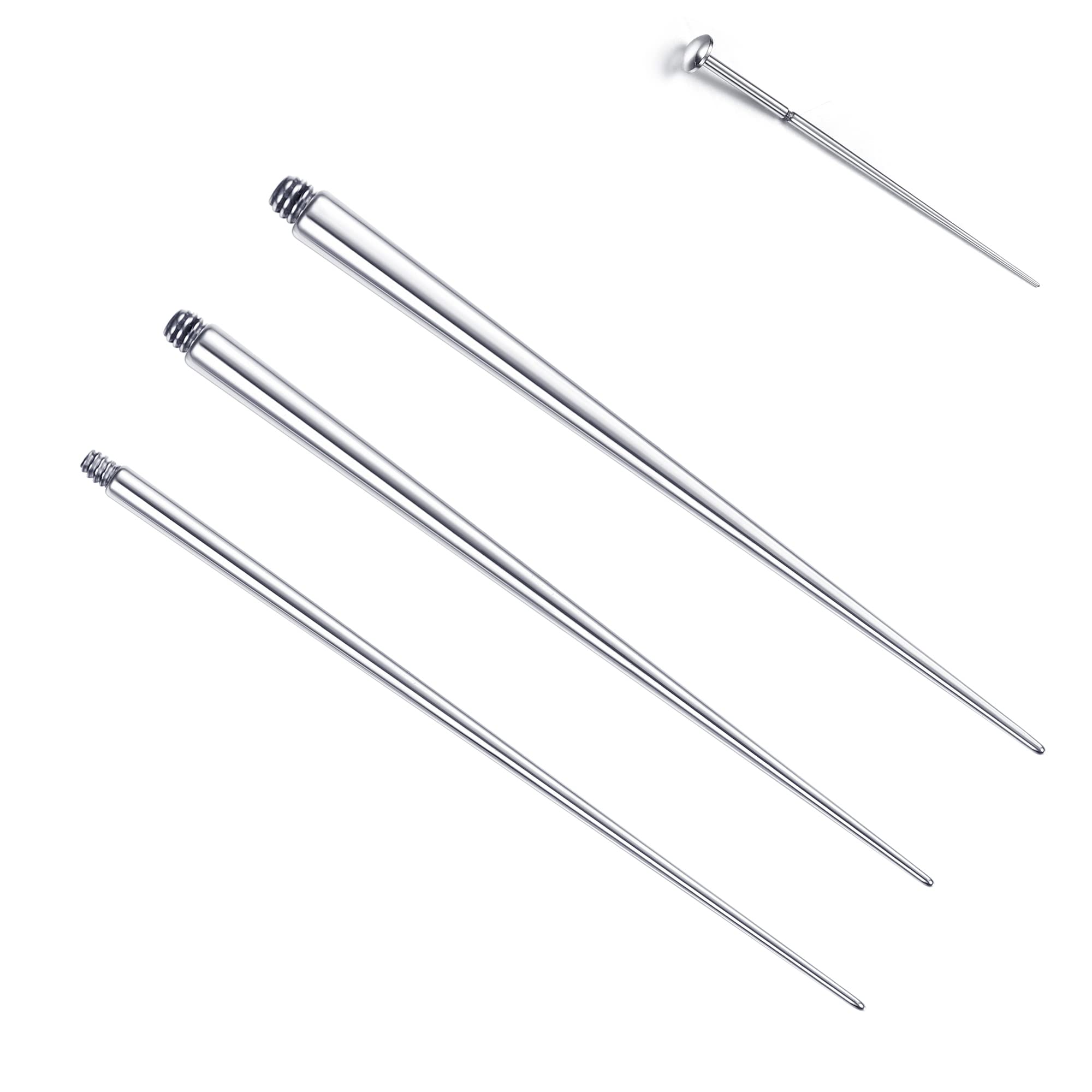 Besteel Piercing Taper 14G 16G 18G 316L Stainless Steel Taper Insertion Pin for Ear/Nose/Navel/Nipple/Lip/Eyebrow Stretcher Body Piercing Stretching Kit Assistant Tool External Thread Bar