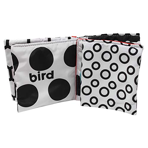 Sassy Peek-a-Boo Activity Book with Attachable Link for On-The-Go Travel | Black & White | for Ages Newborn and Up