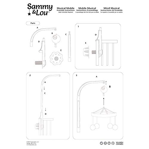 Sammy & Lou Unicorn Baby Crib Mobile with Music, Crib Mobile Arm Fits Standard Crib Rail