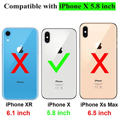 SAMONPOW iPhone X Case, iPhone 10 Case,Hybrid iPhone X Wallet Case Card Holder Shell Heavy Duty Protection Shockproof Anti Scratch Soft Rubber Bumper Cover Case for iPhone X 5.8 inch Rose Gold