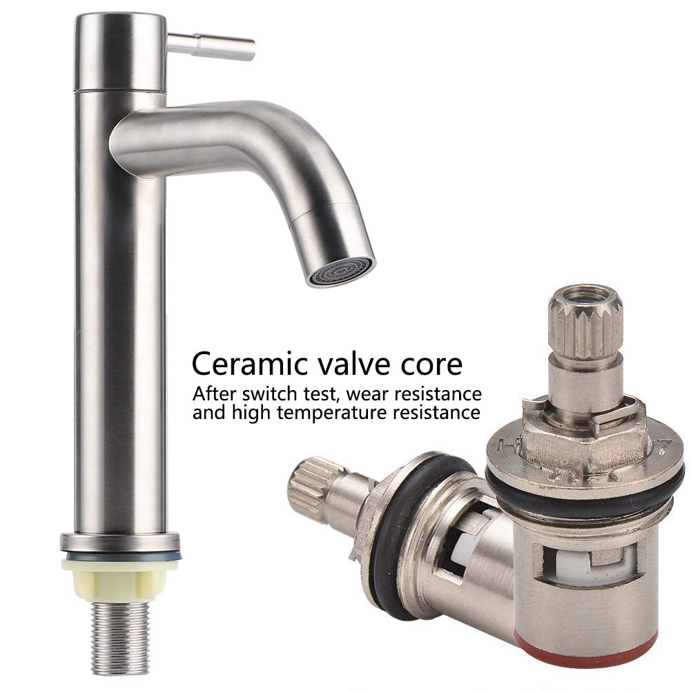 G1/2 Brushed Faucet, Stainless Steel Single Cold Faucet Wash Basin Water Tap Wrench Type Bathroom Faucet for Home Kitchen Bathroom Accessory (Cylinder Single Cold Faucet)
