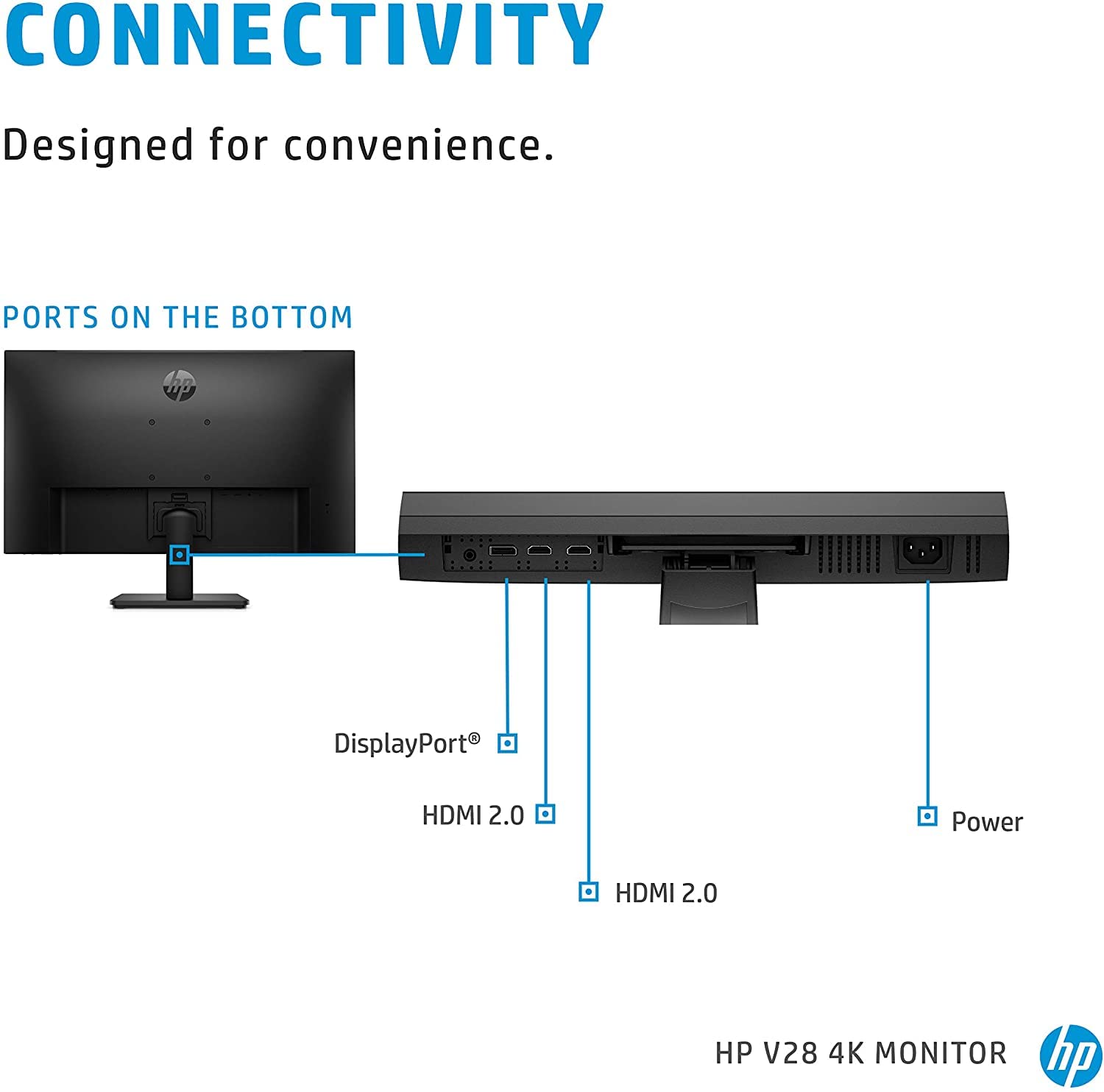 HP New Premium v28 4K Monitor: 28" UHD 3840 x 2160 (4K) TN Slim-Edge Display, AMD FreeSync Tech, Height/Tilt Adjustment, HDMI, DisplayPort, 1ms Response time, 16:9 Aspect Ratio, 60Hz, TF HDMI Cable