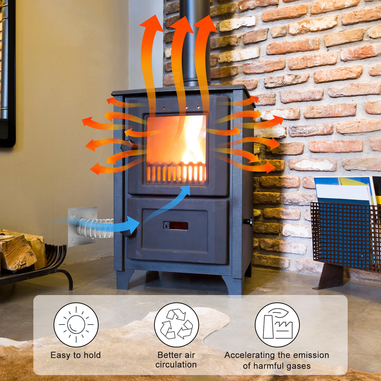 Outside Air Kit for Pellet Stove,2β x 60β Pellet Stove Pipe Kit,Fresh Air Intake for Corn and Pellet Stoves