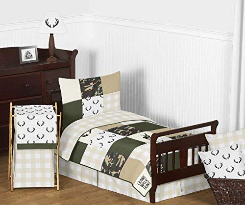 Sweet Jojo Designs Solid Dark Green Baby or Toddler Fitted Crib Sheet for Woodland Camo Collection