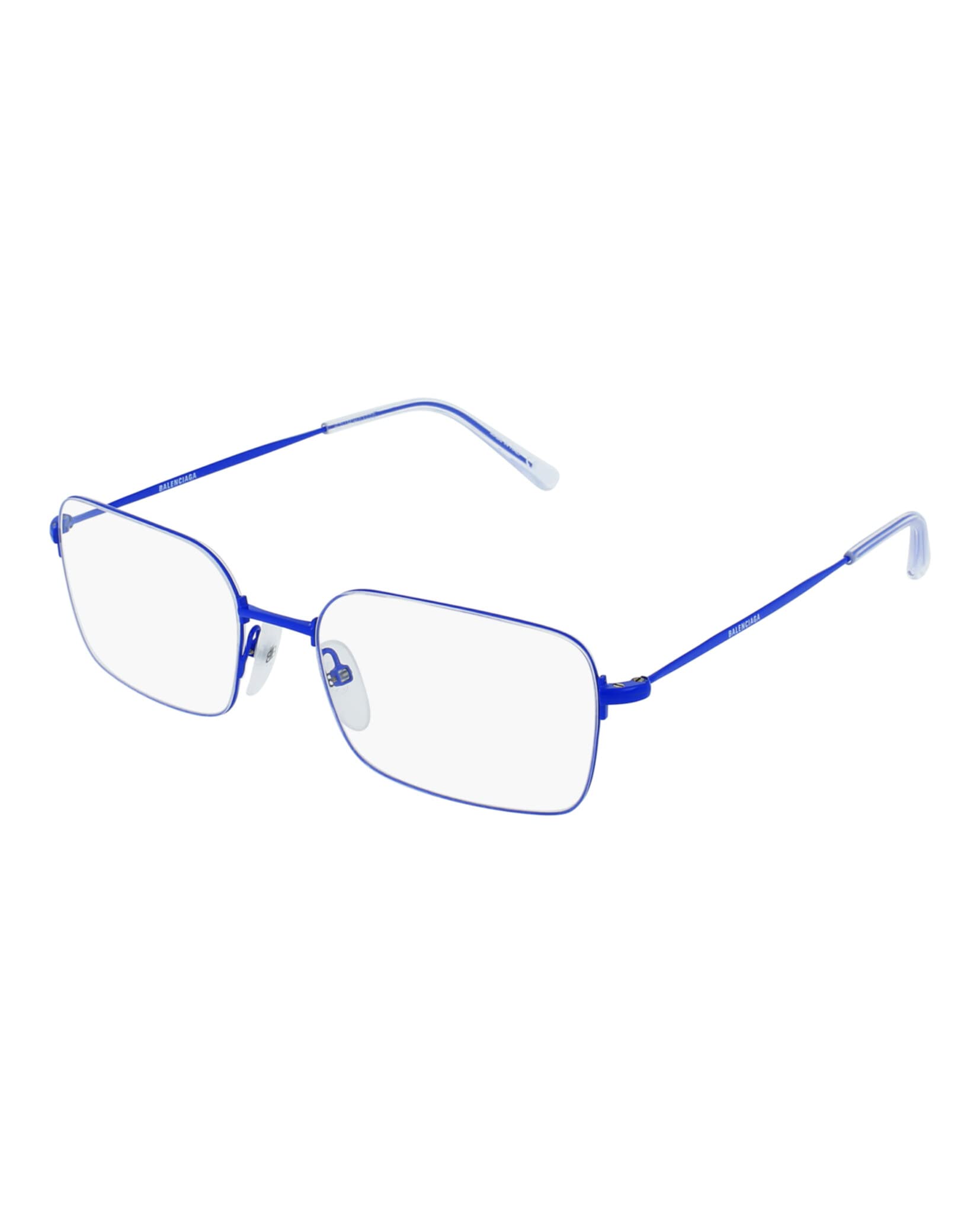 Balenciaga Square/Rectangle Optical Frames Blue Blue Transparent Luxury Eyewear Made In Italy Metal Frame Designer Fashion for Everyday Luxury
