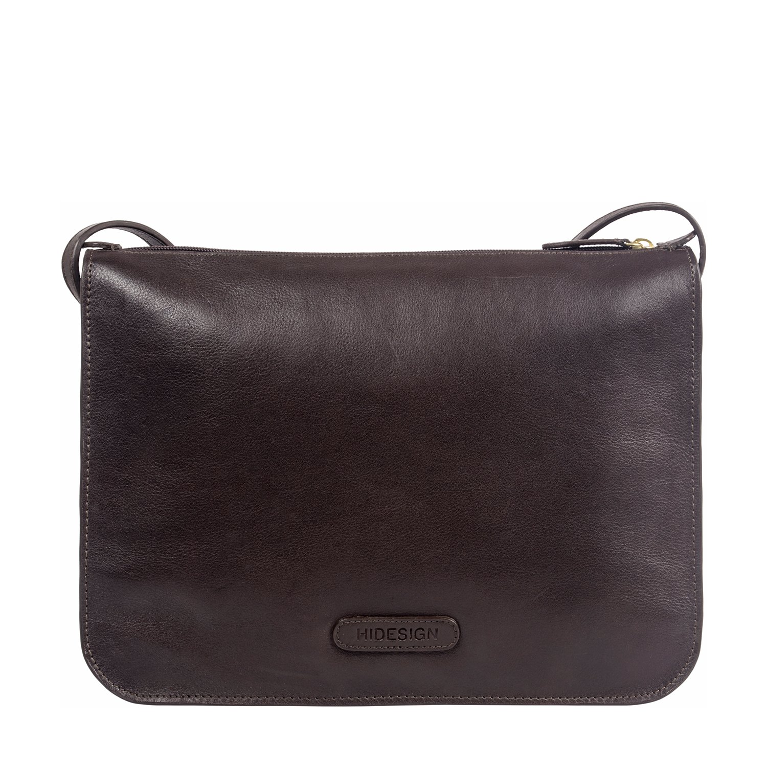Hidesign Vegetable Tanned Leather Carmel Medium Crossbody Bag I Shoulder Sling Bag for Women - Size (L x W x H - 14 x 2.8 x 12), Black