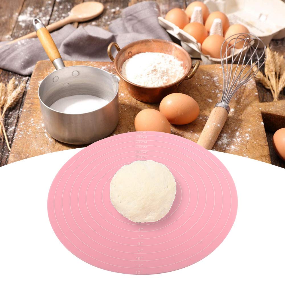 Baking Mat Round Silicone Pastry Mat, Nonslip Sheet Mat with Measurement, Nonstick Dough Rolling Mat Food Grade Silicone Counter Mat for Making Cakes Cookies Macarons Bread and Pastry