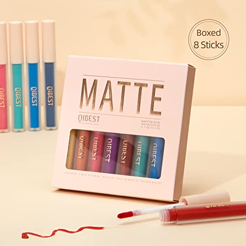 BestLand 8 Colors Liquid Matte Eyeshadow Set Nude Green Blue Red Purple Smokey Eyeshadow Cream Eyeshadow Primer Waterproof Quick Drying Eye Brightener Highlighter Blusher Eye Shadow Makeup (Color B)