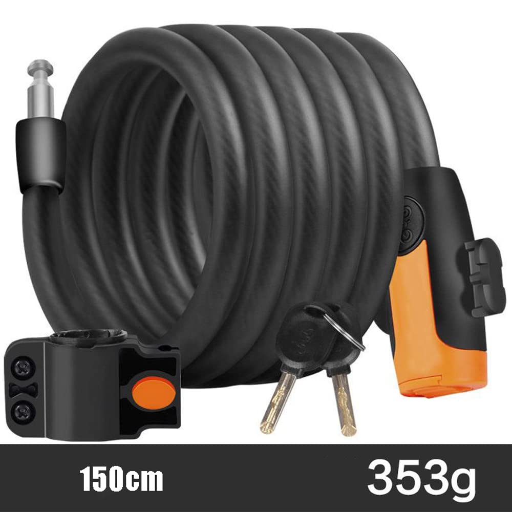 AZPINGPAN 120/150cm Mountain Bike Bicycle Cable Lock 丨 with Keys Fixed Anti-Theft Steel Chain Lock Bicycle Accessories 丨with Mounting Bracket