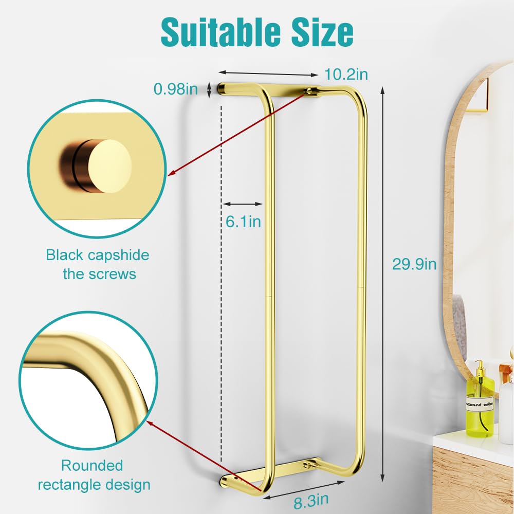 Towel Rack Wall Mounted, Bathroom Towel Storage, Stainless Steel Towel Racks for Bathroom, Bath Towel Holder Organizer for Folded Large Towel Washcloths, Easy to Install, Silver