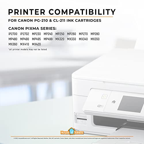 Houseoftoners Remanufactured Ink Cartridge Replacement for Canon PG-210 & CL-211 (1 Black &1 Color)