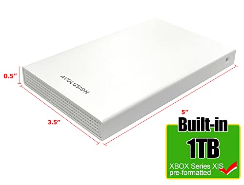 Avolusion HD250U3-WH 1TB USB 3.0 Portable External Gaming Hard Drive (for Xbox Series X|S, Pre-Formatted) - 2 Year Warranty