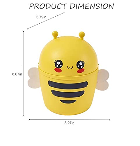 ESD HSDMYSH Countertop Trash Can Cute Bee Desktop Trash Can TabletopTrash Can Mini Garbage cans for Bedroom Living Room Bathroom Small Wastebasket with Lid(Yellow)