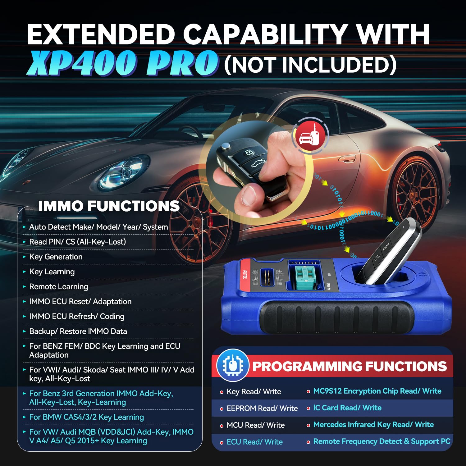 Autel MaxiIM IM508S w/ XP200 Programmer: 2024 Up of IM508 KM100 Key Fob Programming Tool, OS11 4+64G, 2.4&5G, Bidirectional Control 3000+ Test 40+ Reset OE Full Diagnose as MX900 MK900BT FCA AutoAuth