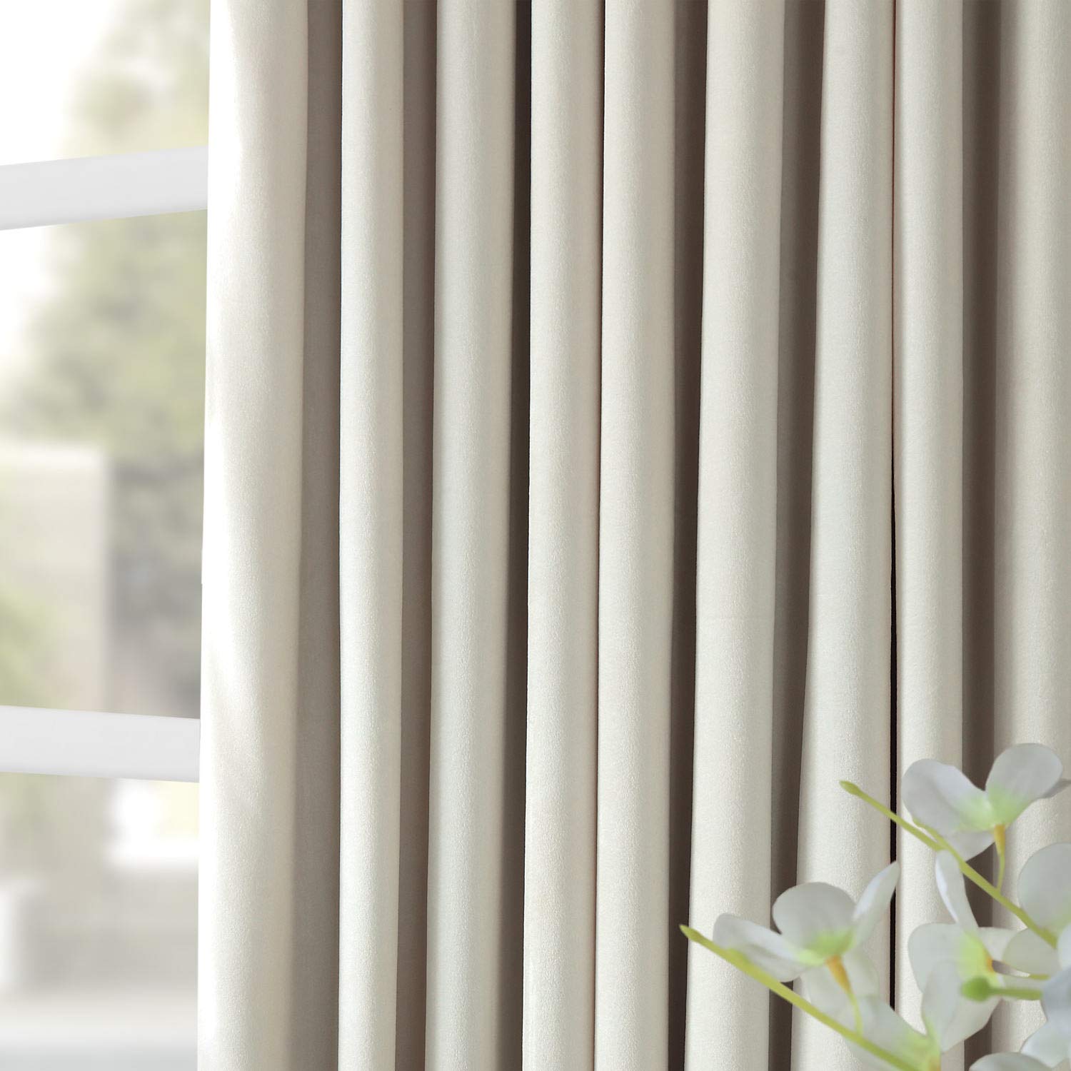 HPD Half Price Drapes Extra Wide Grommet Blackout Velvet Curtains 96 Inches Long Heat & Full Light Blocking Blackout Curtains for Bedroom & Living Room (1 Panel), 100W x 96L, Off White