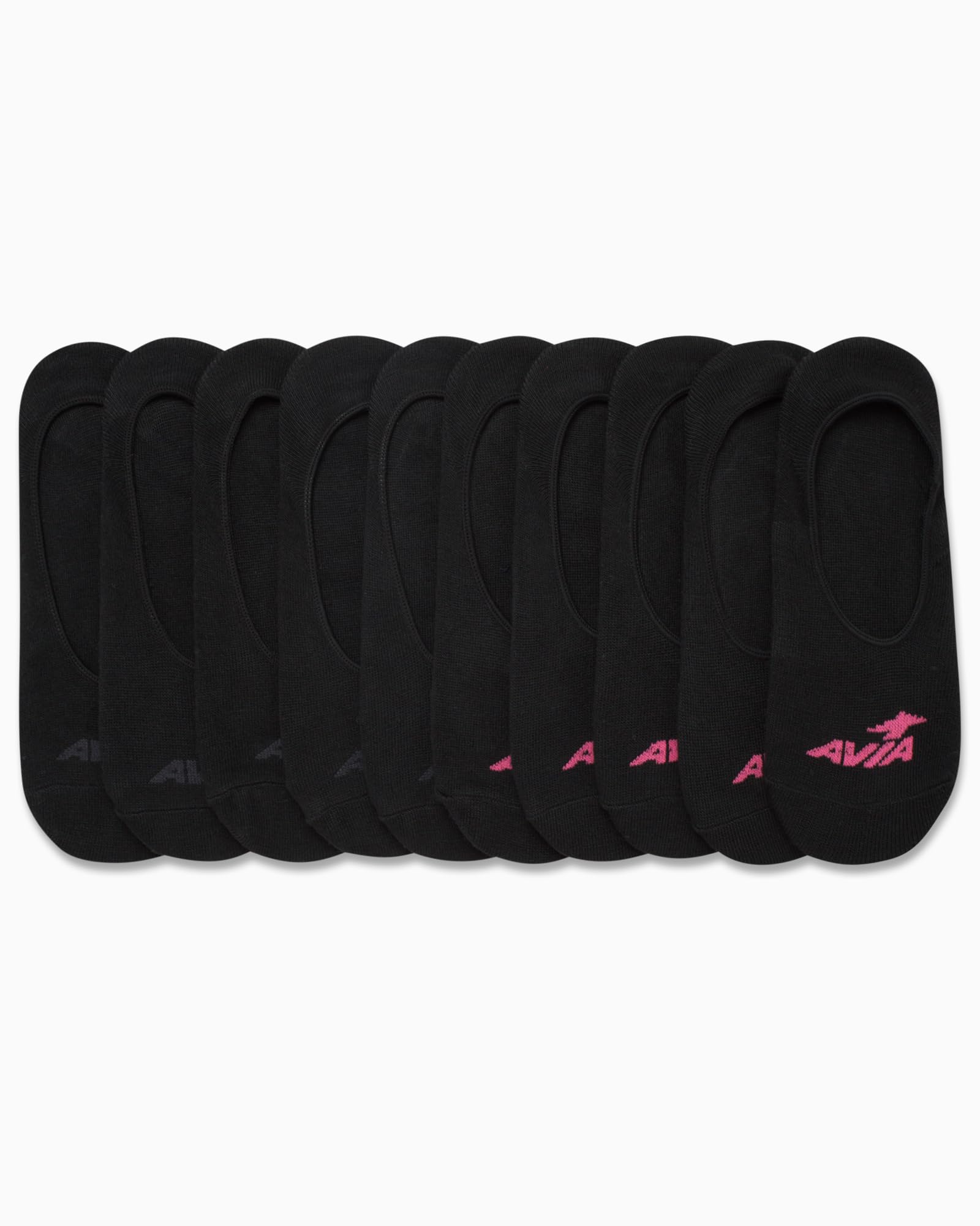 Avia Women's Socks - Lightweight No Show Liners, Performance or Casual (10 Pack), Size 4-9, Black Marled
