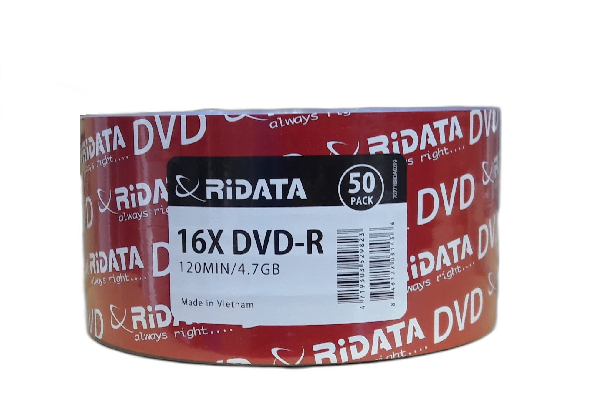 RiDATA DRD-4716-RD100ECOW 4.7GB 16X DVD-R 100 Packs Spindle Shrink Wrap