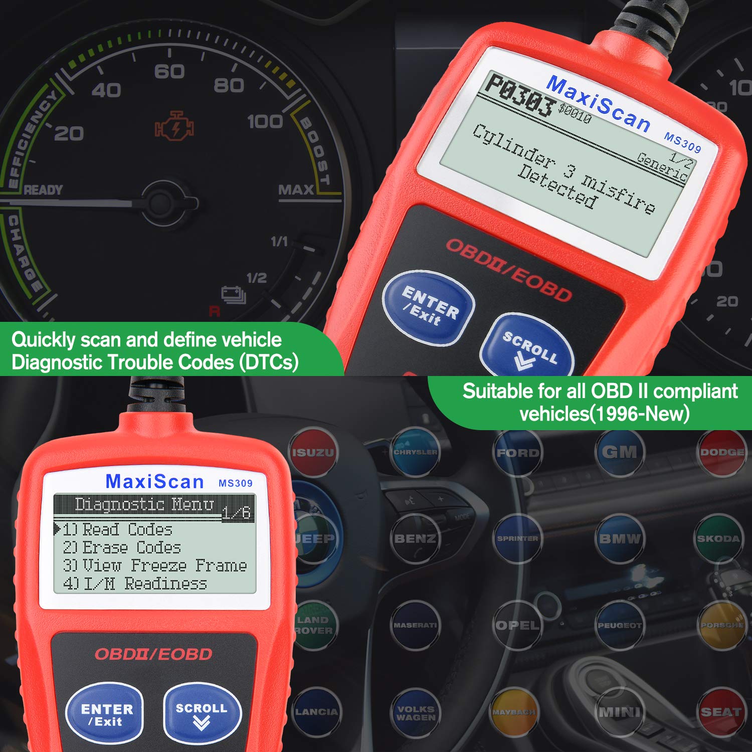 Autel MaxiScan MS309 OBD2 Scanner Enhanced Engine Fault Code Reader Automotive Diagnostic Scan Tool