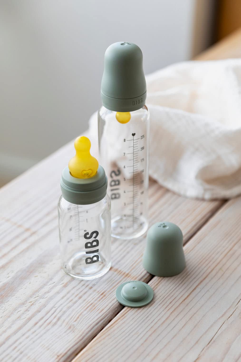 BIBS Glass Bottle - Part of Set. Mix and Match with BIBS Colorful Bottle Kits., 110 ml, Single Glass Bottle