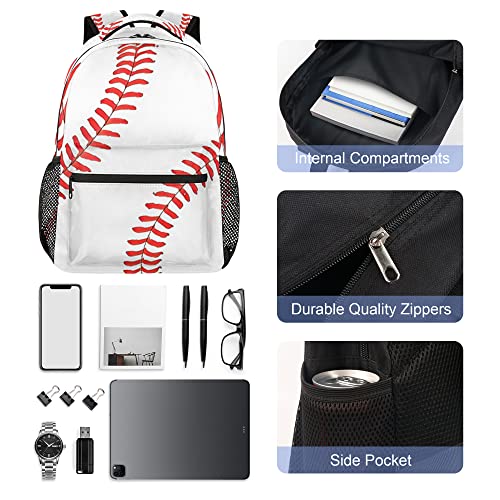 Baseball Backpack for Boys, Sports Baseball Print Backpack, 16 Inches Softball Bag Waterproof Travel Boys Girls Laptop Backpack