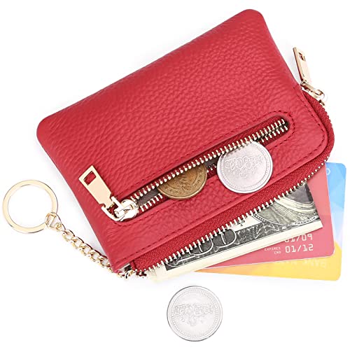 SENDEFN Coin Purse for Women, Genuine Leather Coin Purse Key Chain for Women, Coin Pouch Change Purse