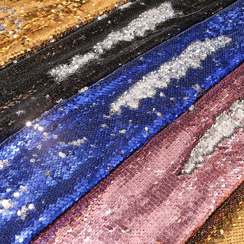 Sensory Wall Sequin Flip Fabric for Kids,0.2" Large Sequins Sensory Graffiti Fabric for Toddlers,Tactile Stimulation,Reversible Glitter Fabric (1 yd, Sapphire Blue + Silver)