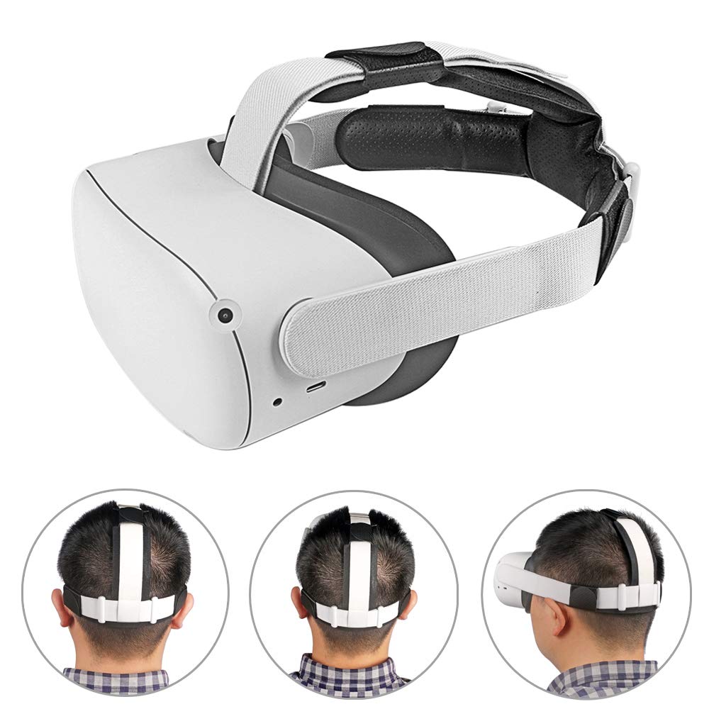 HIJIAO 2020 New Head Strap Pad for Oculus Quest 2，Reduce Head Pressure Better Wrapped Head for Quest 2,Comes with 20 Wipes (Black)