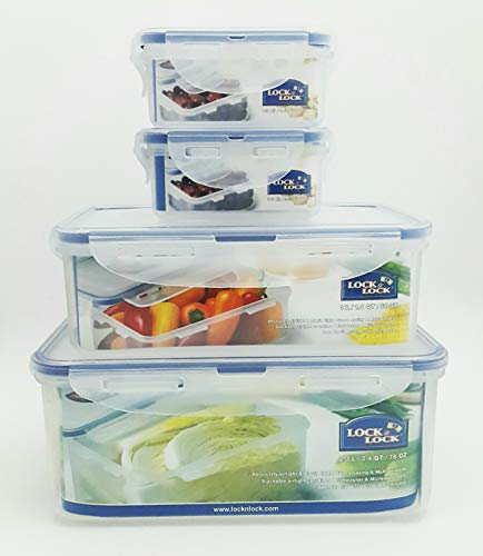 Lock & Lock Plastic Food Storage Airtight Container Set (2300ml/78oz+1000ml/34oz+(180ml/6ozĆ2))